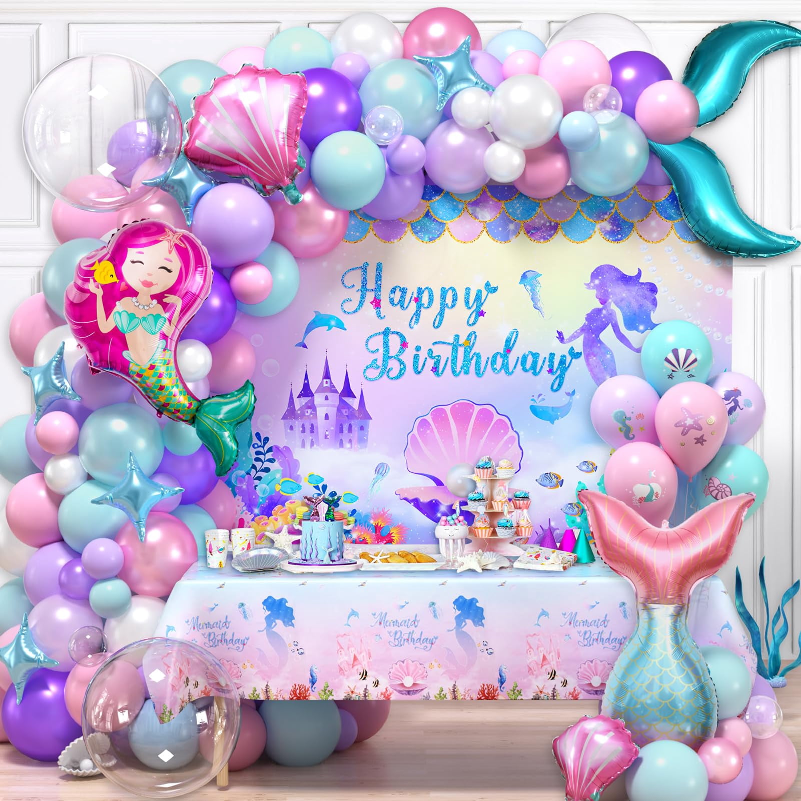 Winrayk Little Mermaid Party Decorations Birthday KKS1 Supplies Girls ...