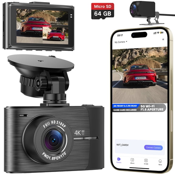 WiFi 1080P Dual Lens Dash Cam - Two-Channel Recording, Night Vision, G ...