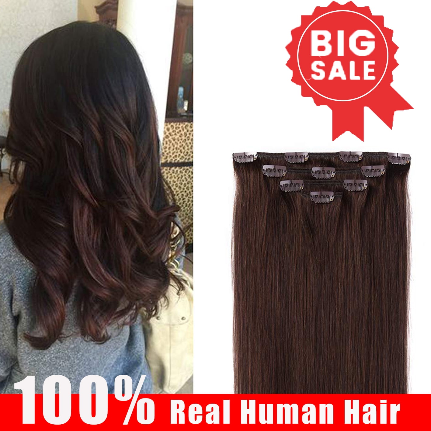 Winsky Clip ins hair pieces for women, Clip in Hair Extensions Real ...