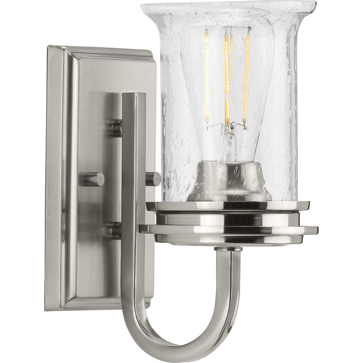 Winslett Collection One-Light Brushed Nickel Clear Seeded Glass Coastal ...