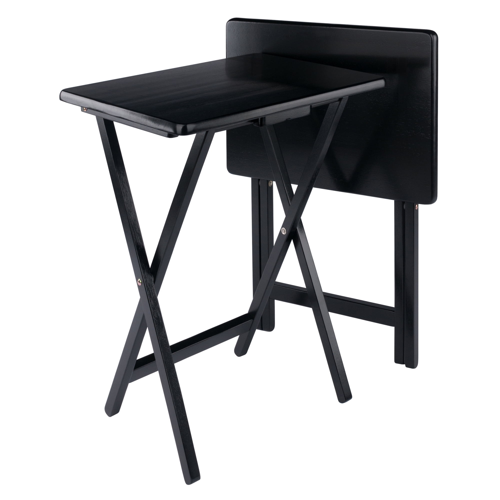 Winsome Alex 2-Piece Single Foldable Snack Tables, Black Finish ...