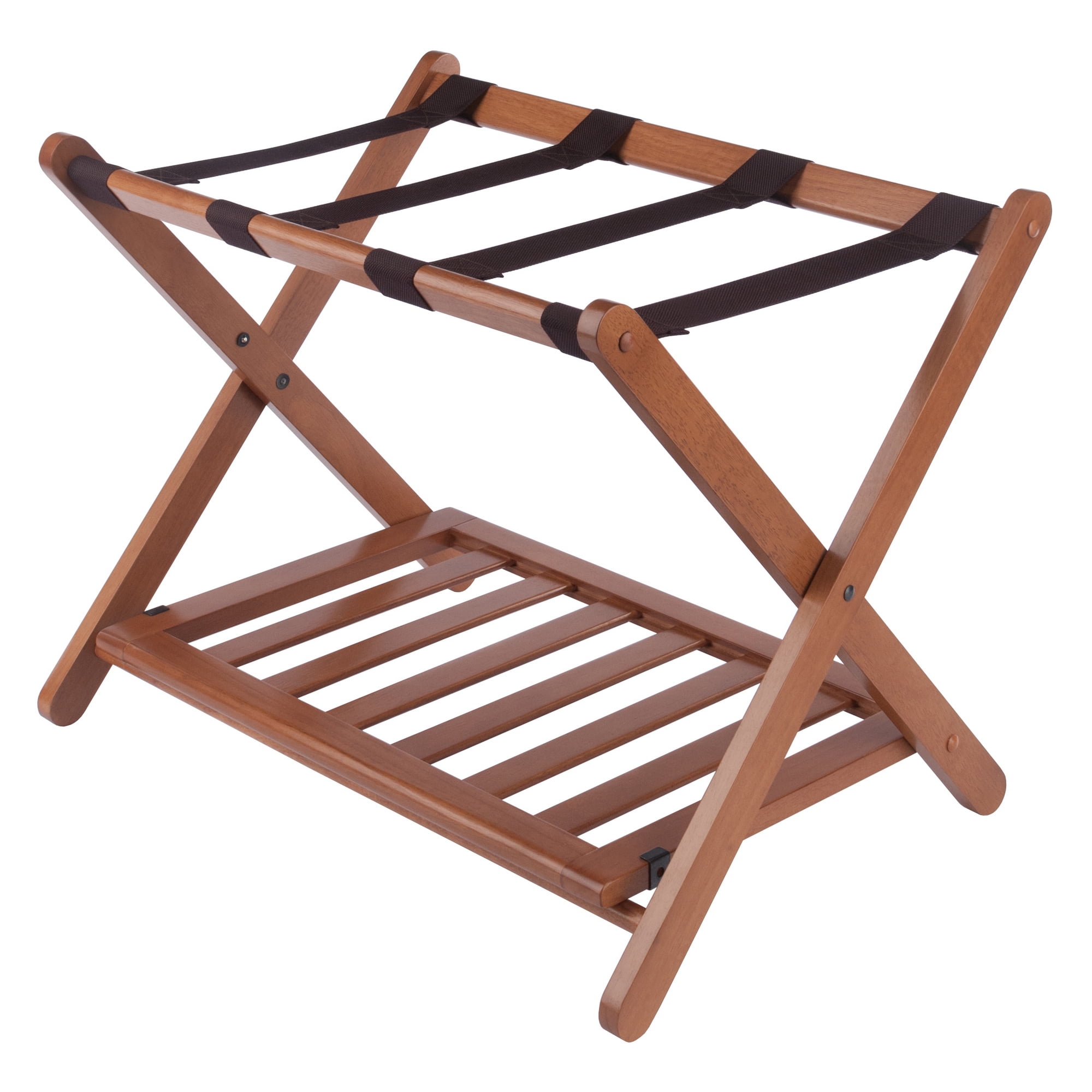Winsome Reese Luggage Rack with Shelf, Teak Finish - Walmart.com