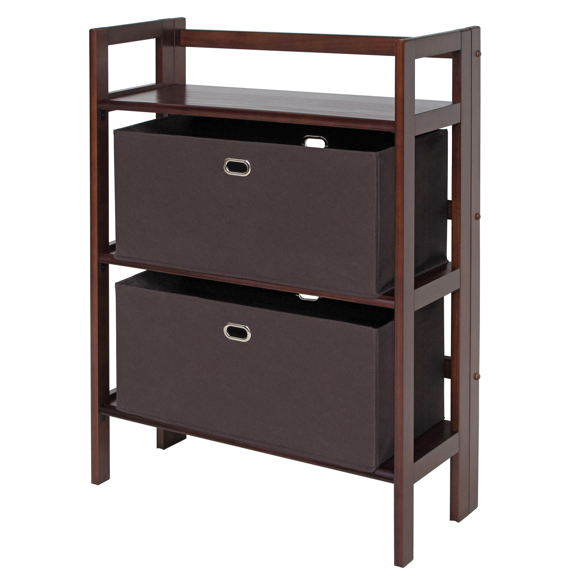 Winsome Torino 3-Pc Set Folding Bookcase With Fabric Basket - Walmart.com
