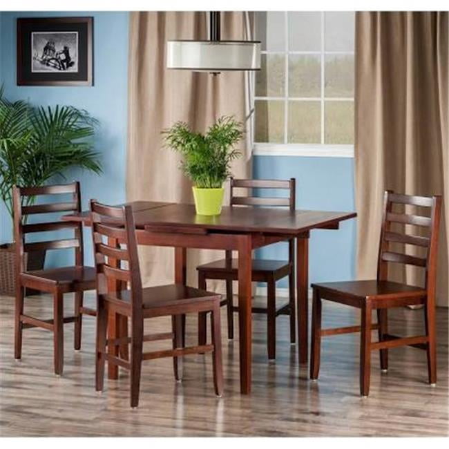 Winsome Trading 5 Piece Pulman Extension Table with Ladder Back Chairs ...