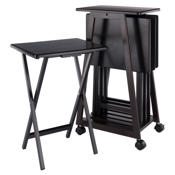 Winsome Adriel 5-Pc Snack Table Set, Solid Wood, Coffee Finish ...