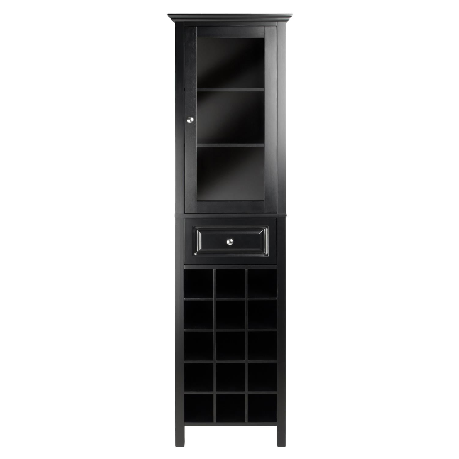 Winsome Wood Burgundy Wine Display Tower, Black Finish, 15 Bottle ...