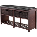 Winsome Wood Colin Storage Bench, Seat Cushion & 2 Foldable Chocolate ...