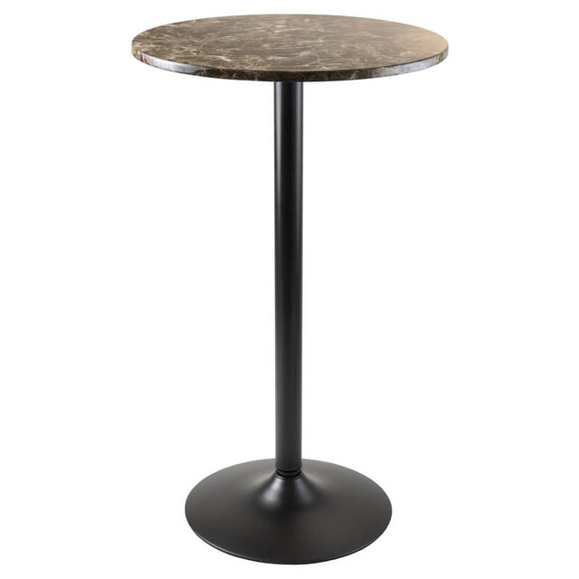 Winsome Cora Round Pub Table, Faux Marble Top, Black Base - Walmart.com