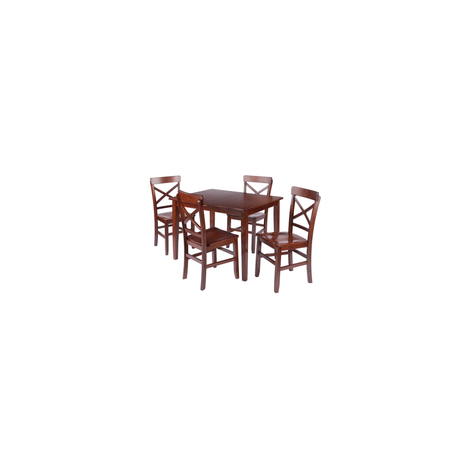 Darren 5pc Set Dining Table with X Back Chairs Walnut Finish - Walmart.com