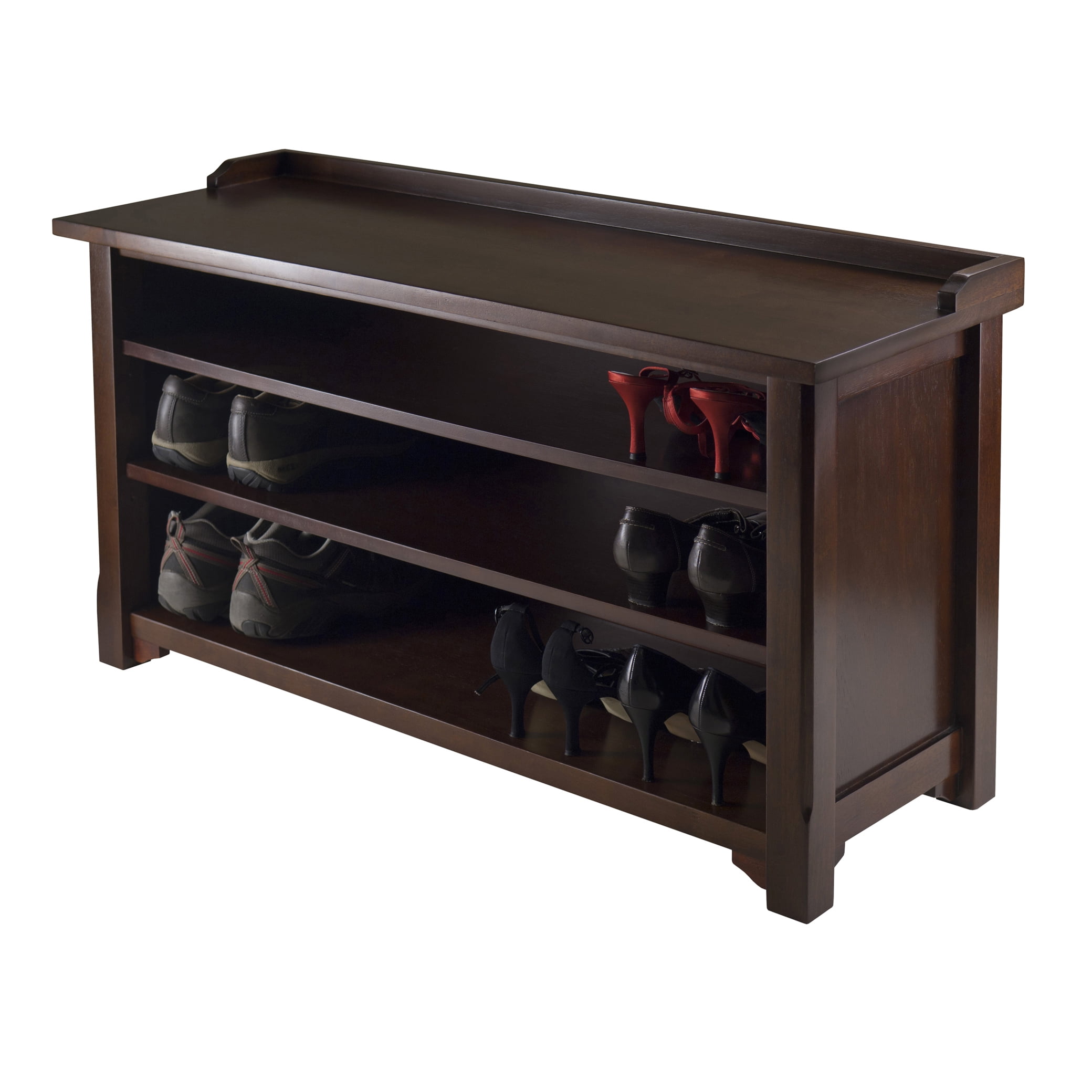 Winsome Wood Dayton 3-Shelf Storage Bench, Walnut Finish - Walmart.com