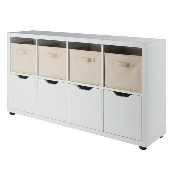 Winsome Julian 2x4 Storage 5-pc Cabinet Set, Beige & White - Walmart.com
