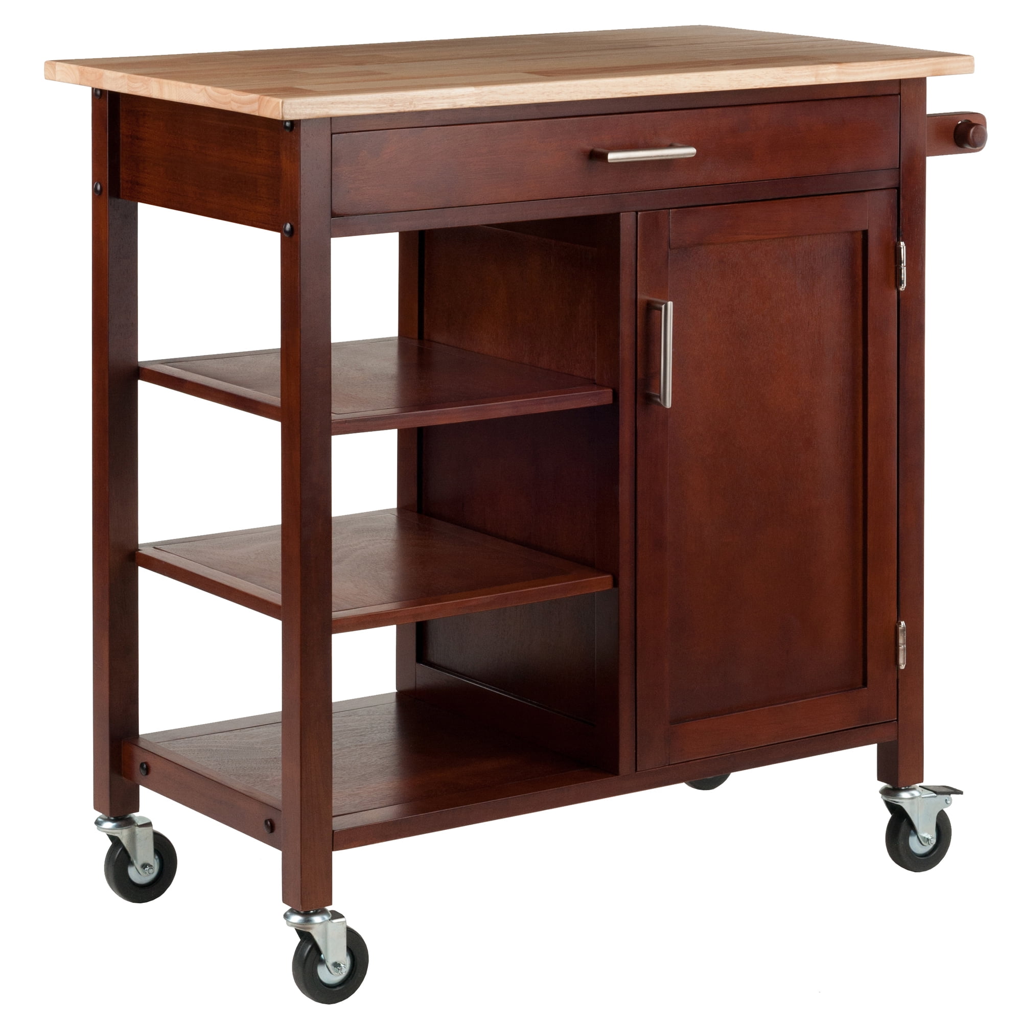 Winsome Wood Marissa Kitchen Utility Cart, Two-Tone, Natural & Walnut ...