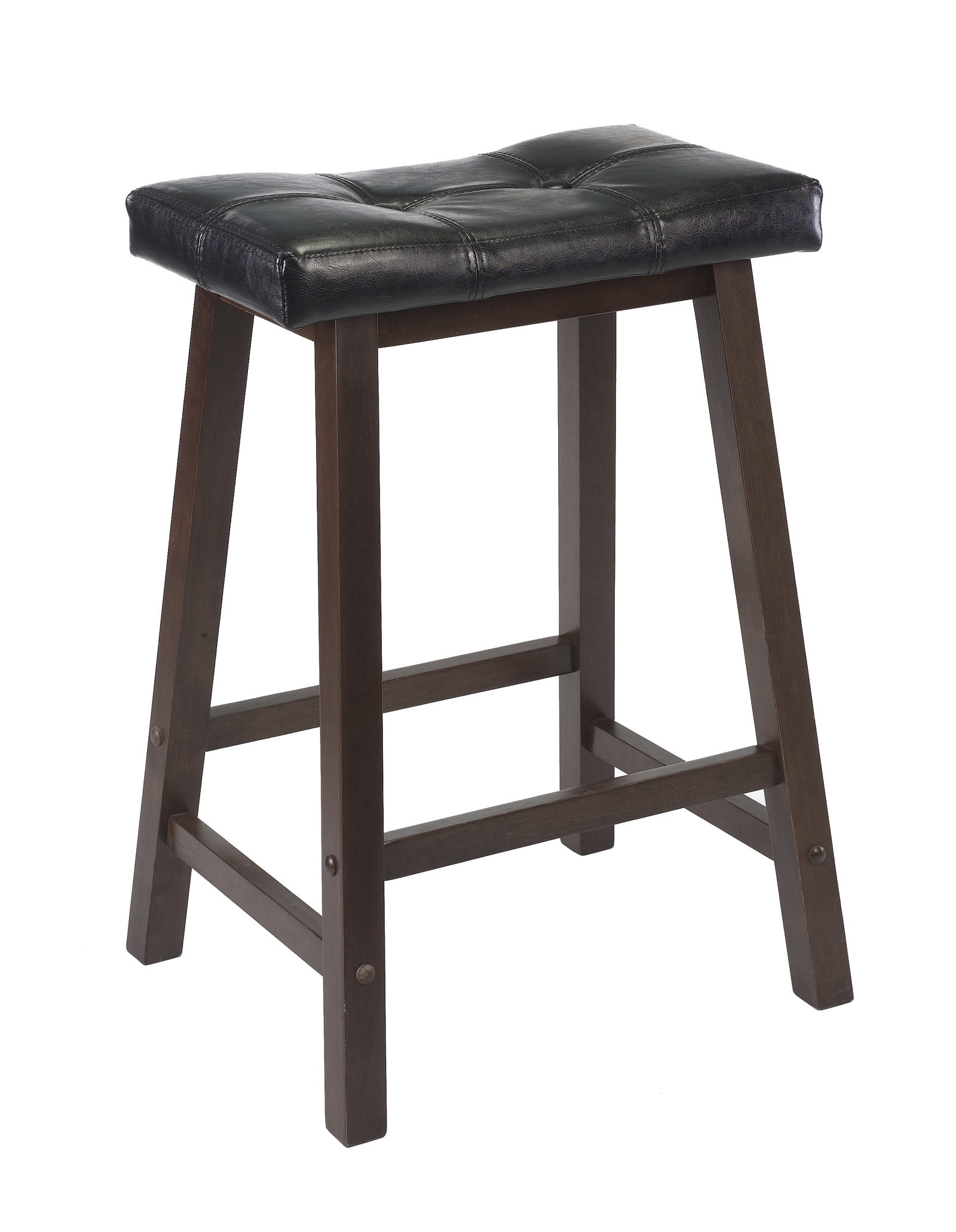 Winsome Wood Mona Cushion Saddle Seat Counter Stool, Black & Walnut ...