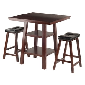 Winsome Wood Orlando 5-PC Set High Table, 2 Shelves & 4 Ladder Back ...