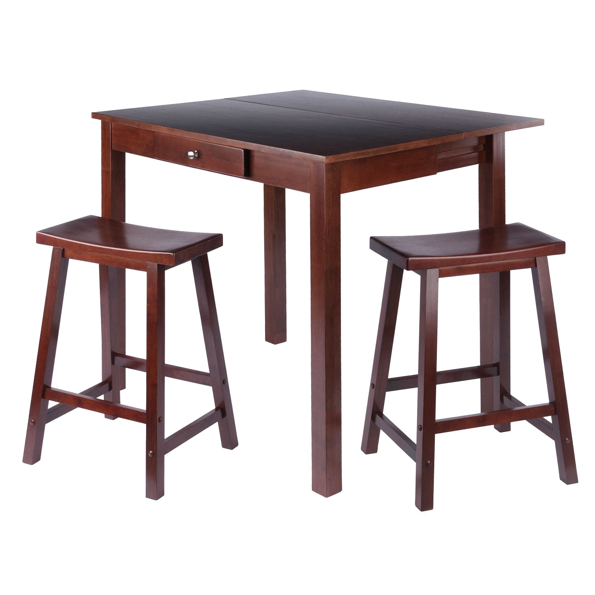 Contemporary Home Living 3pc Brown Extendable High Table Dining Set ...