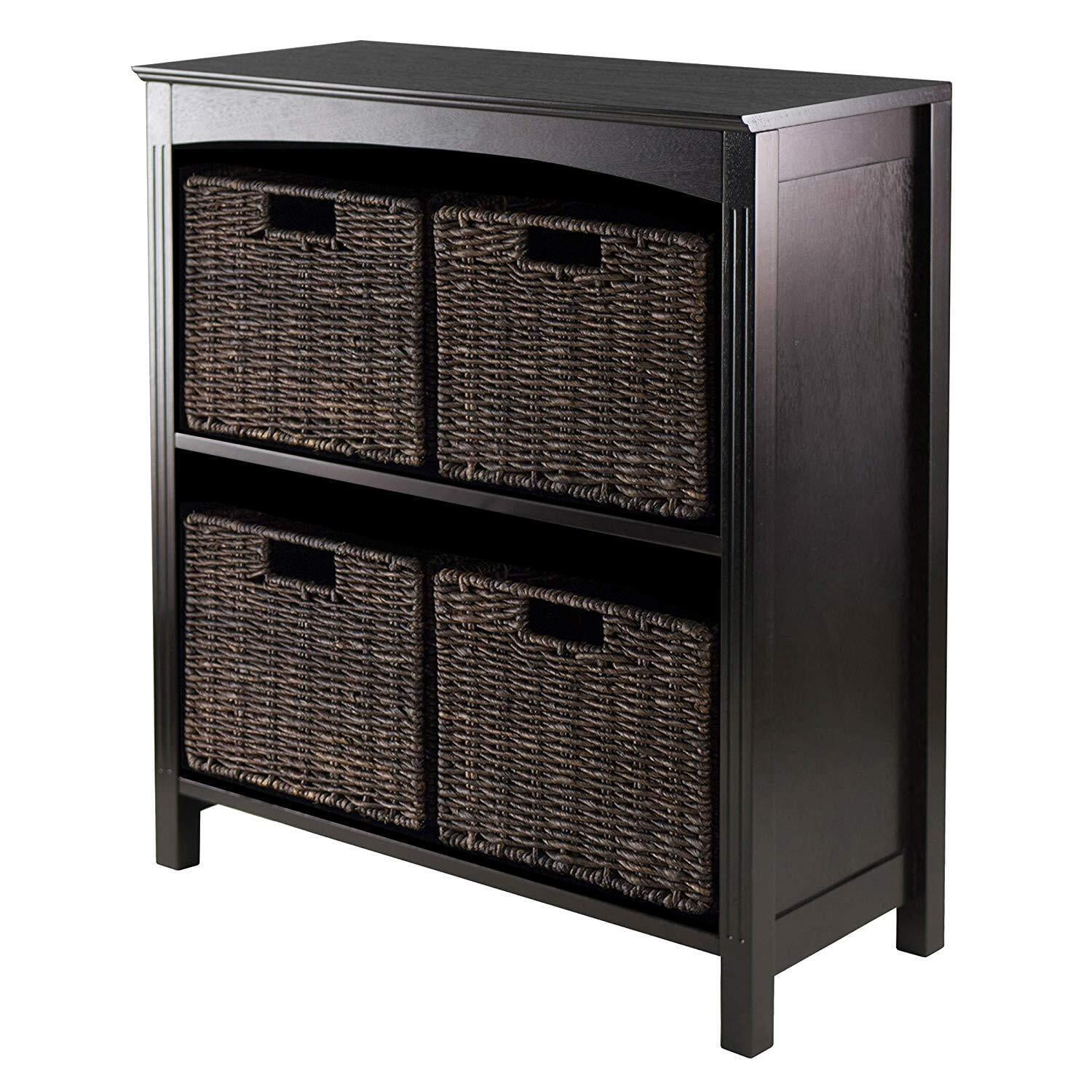 Winsome Wood Terrace 5-Pc Storage Set, 2-Section Bookcase & 4 Foldable ...