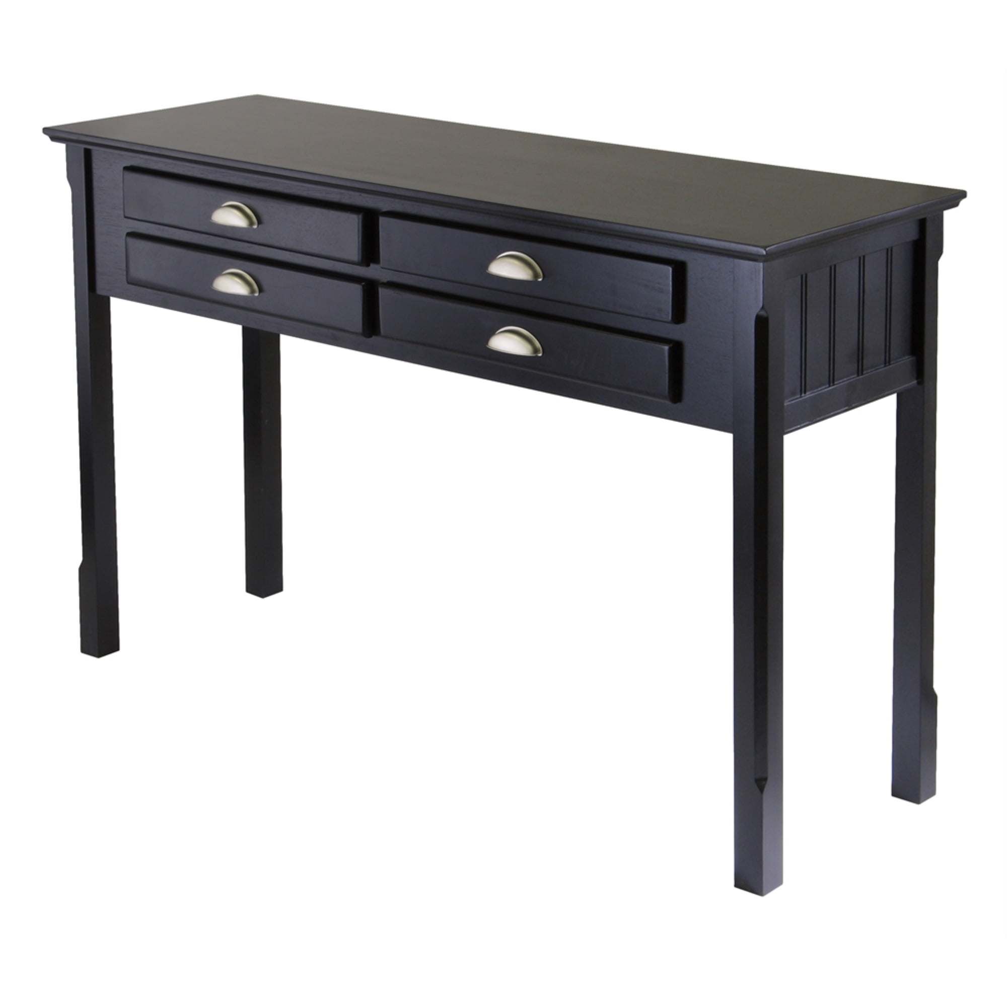 Winsome Timber Console Table, Black Finish, Four Drawers, Solid Wood ...