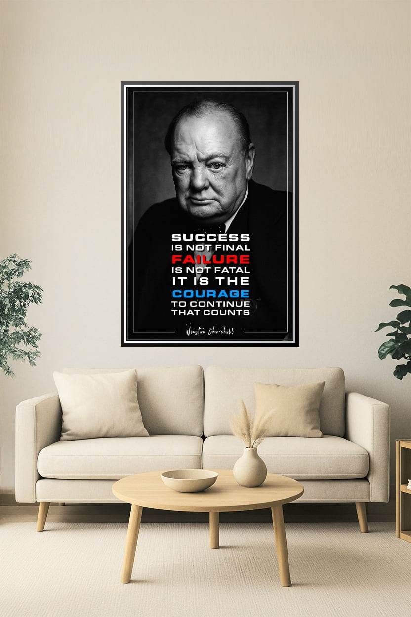 Winston Churchill Inspirational Quote Poster – Success, Failure ...