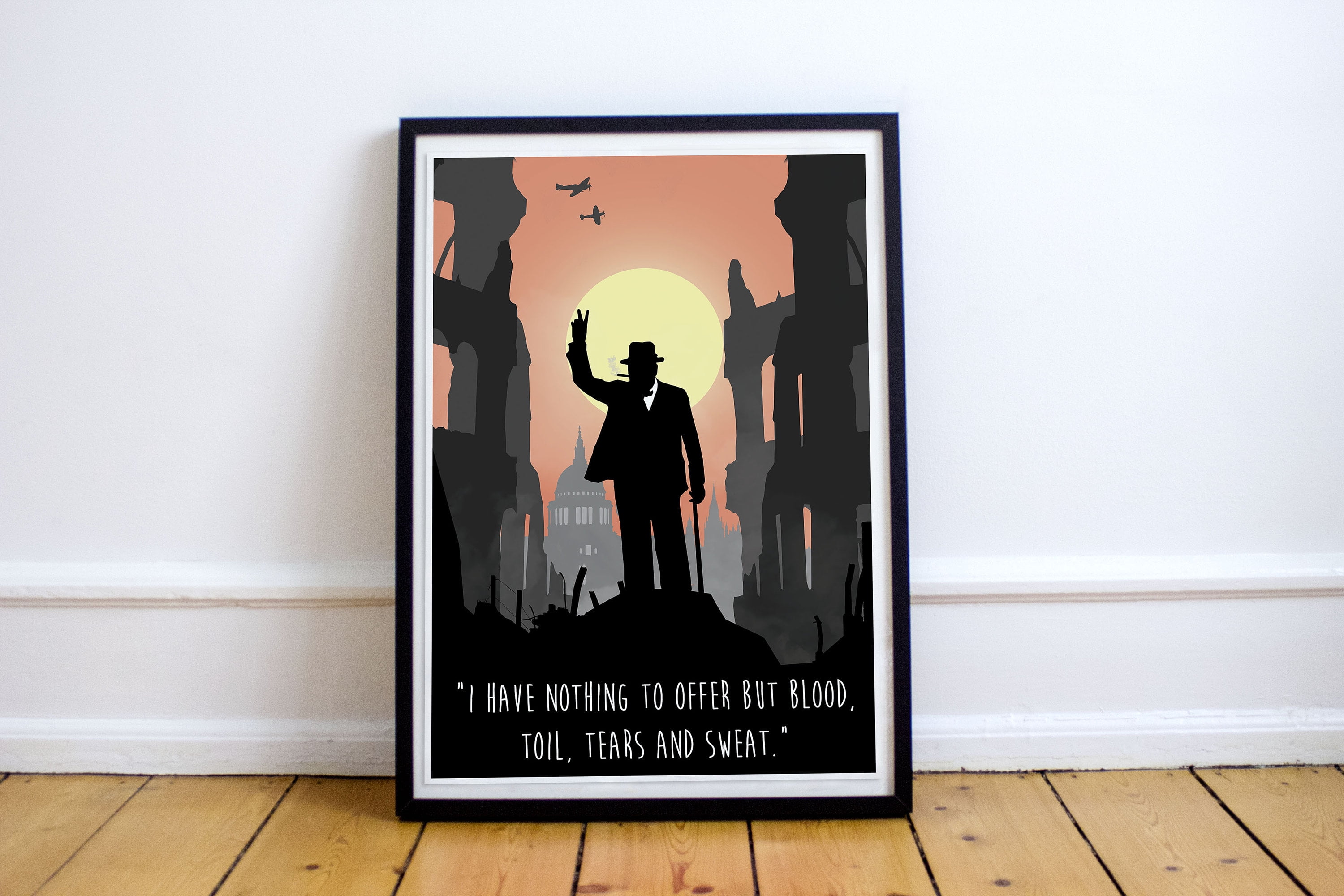 Winston Churchill art, inspirational quote, historical figure, home ...