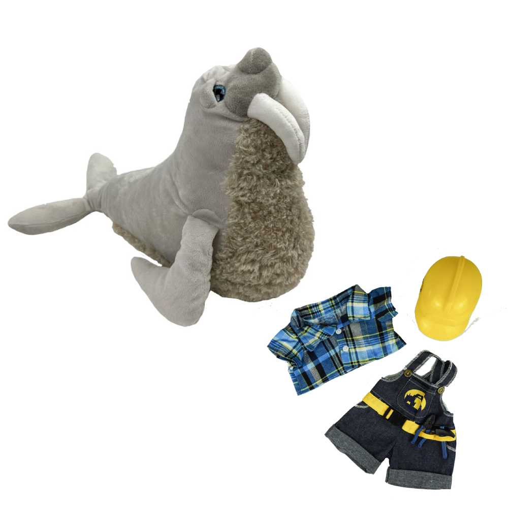 Winston the Walrus (Eco) 16 Inch Stuffed Animal with Construction ...