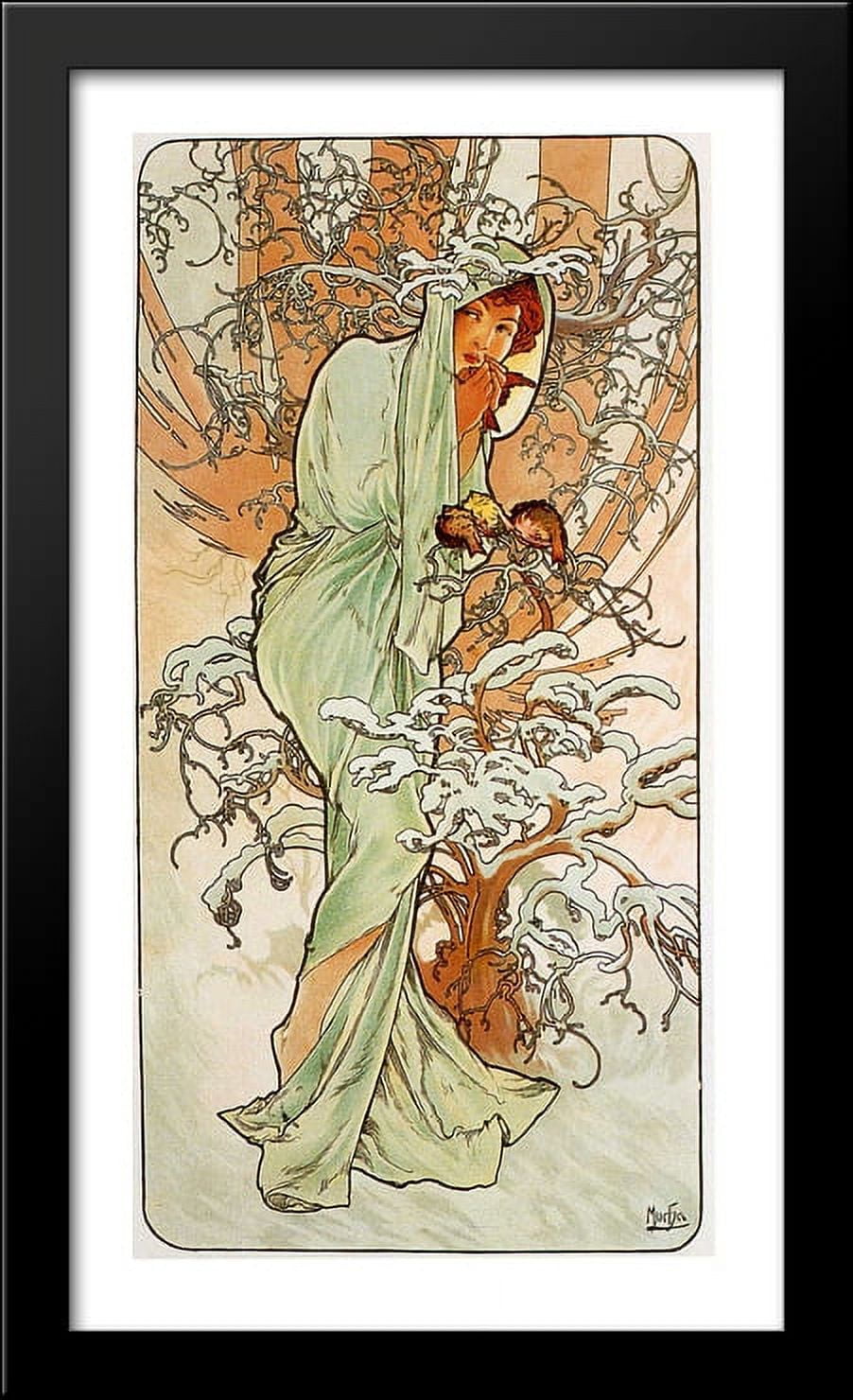 Winter 22x40 Large Black Wood Framed Print Art by Alphonse Mucha ...