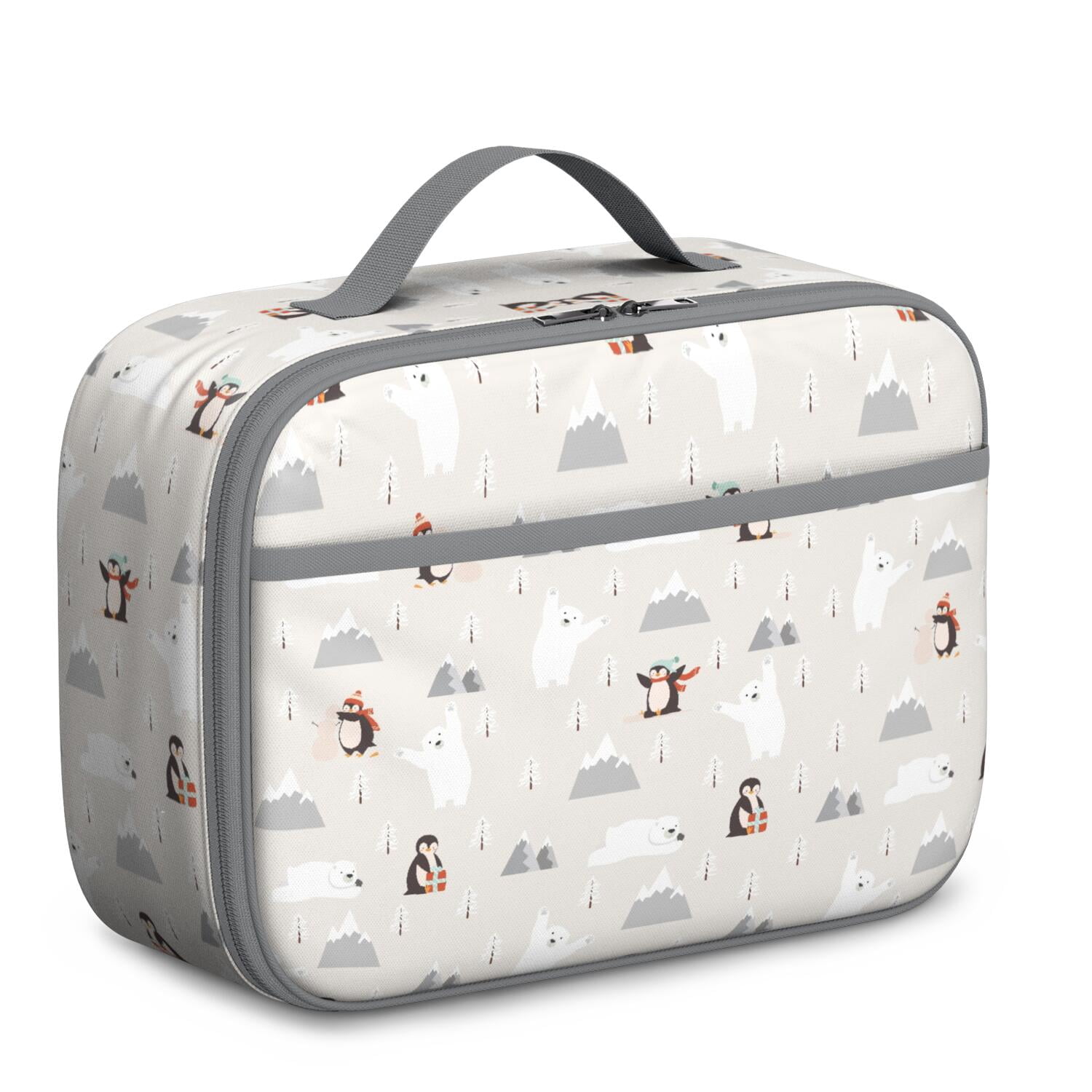 Winter Animal Insulated Lunch Tote - Penguin & Snowflake Pattern ...