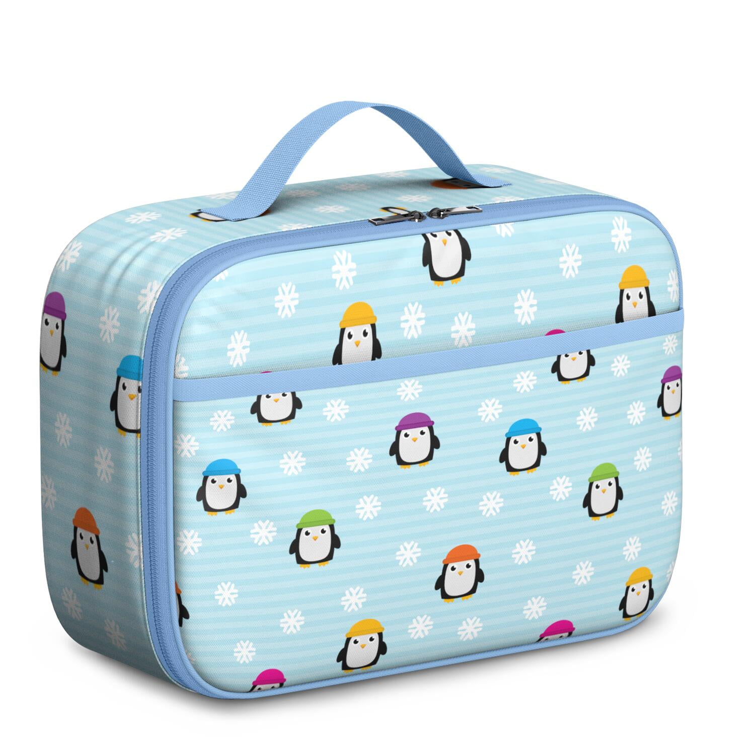 Winter Animal Insulated Lunch Tote - Penguin & Snowflake Pattern ...
