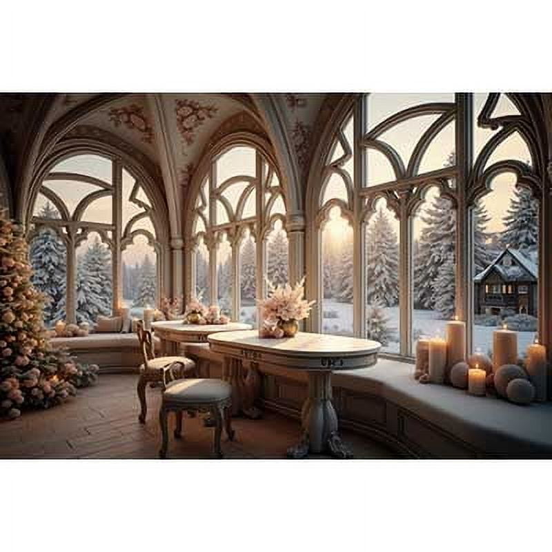 Winter Arch Window Photo Background Photography Christmas Xmas Tree ...