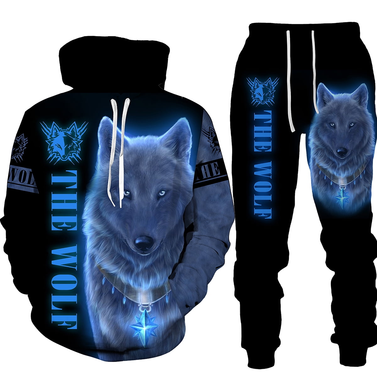Winter Autumn Wolf Animal Pattern 3D Printed Sweatpants and Hoodie Set ...