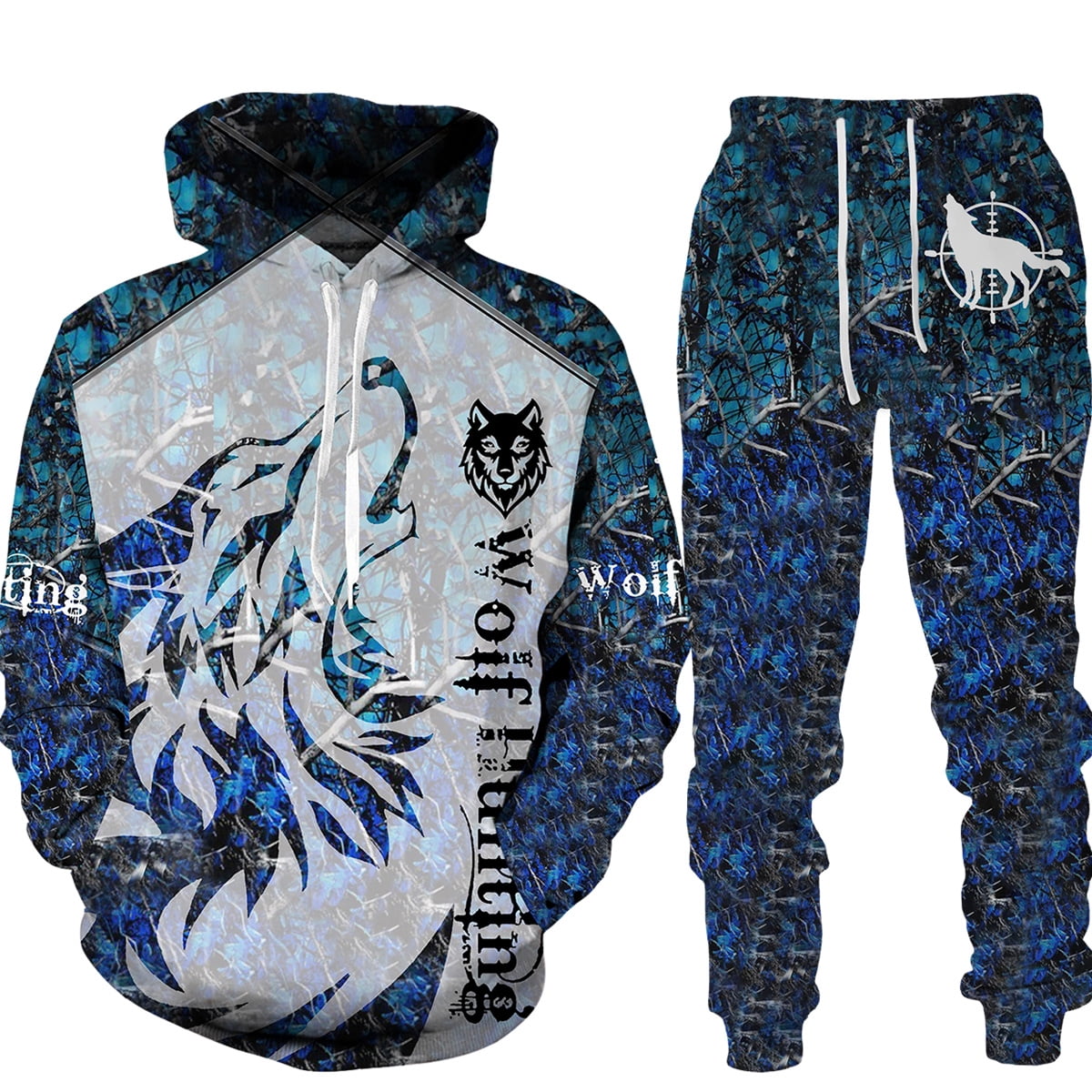Winter Autumn Wolf Animal Pattern 3D Printed Sweatpants and Hoodie Set ...