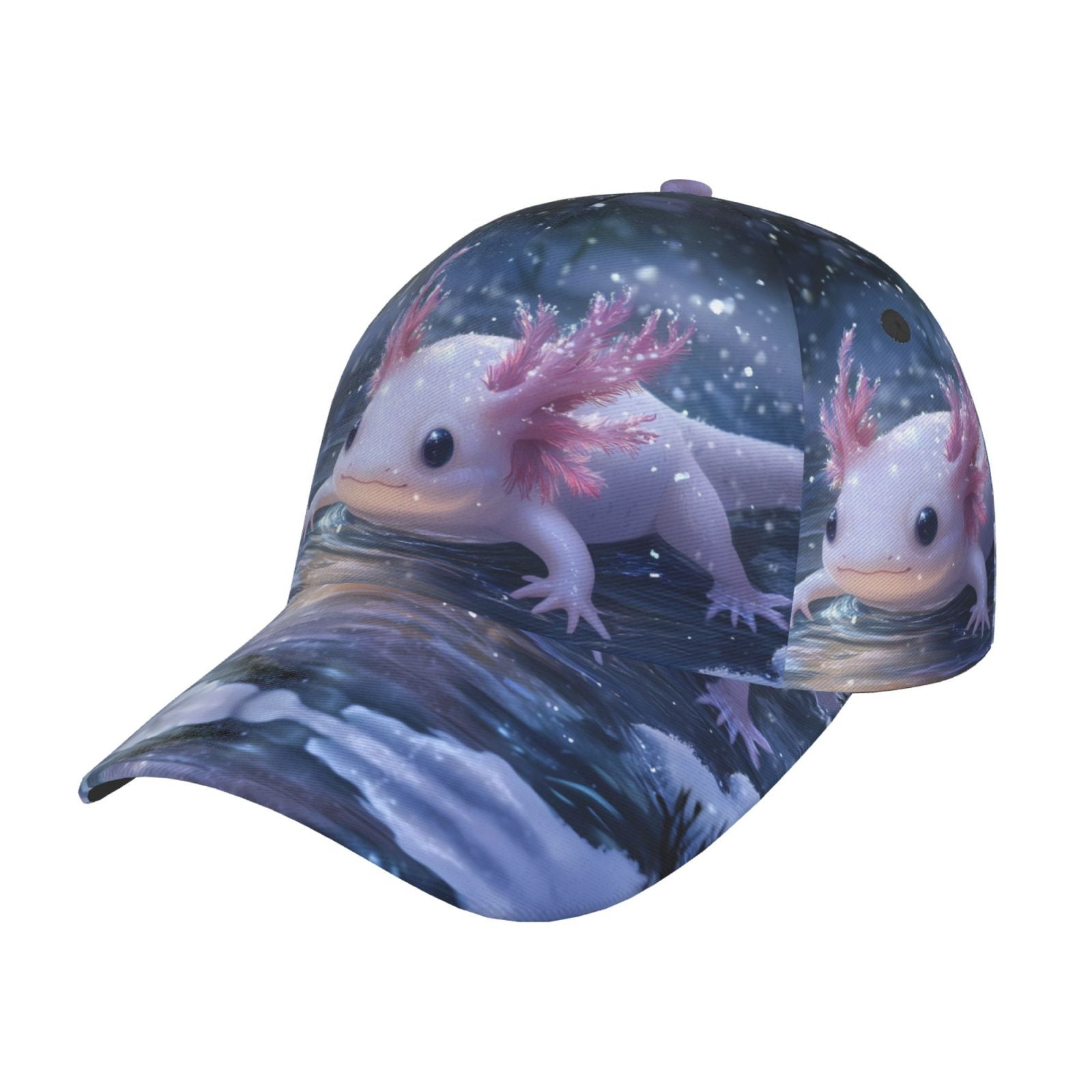 Winter Axolotl in Frozen Pond Baseball Caps - Adjustable Golf Dad Hat ...