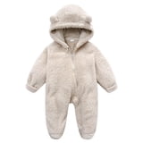 ZyeKqe Winter Baby Clothes Thick Fleece Onesie Jumpsuits Ear Hooded ...