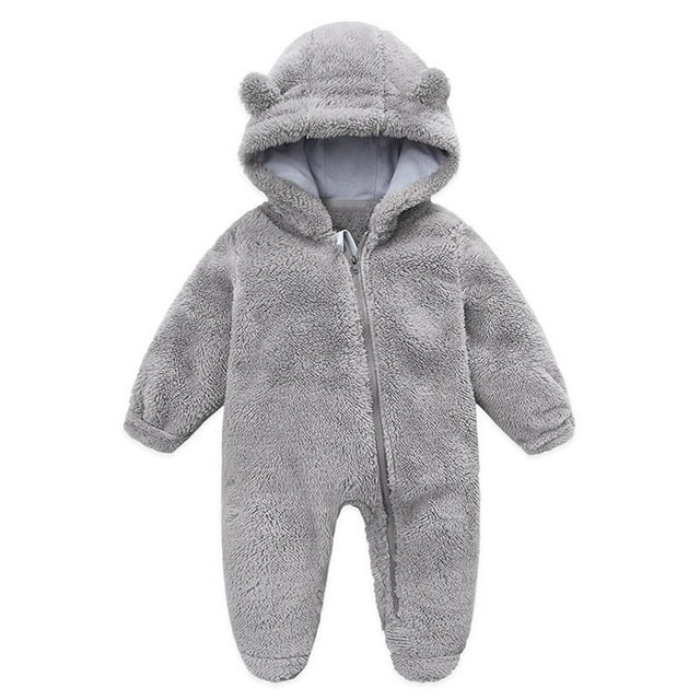 Winter Baby Clothes Warm Fleece Thick Onesie Ear Hooded Jumpsuits Newborn Boys Girls Romper Kids ...