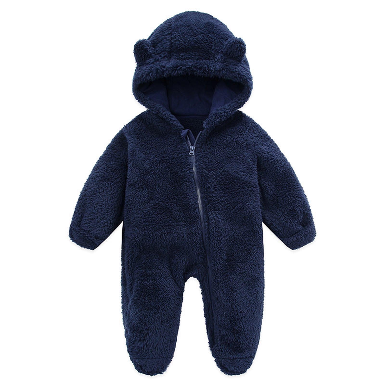 Winter Baby Clothes keep Warm Fleece Thick 1sie Ear Hooded Jumpsuits ...