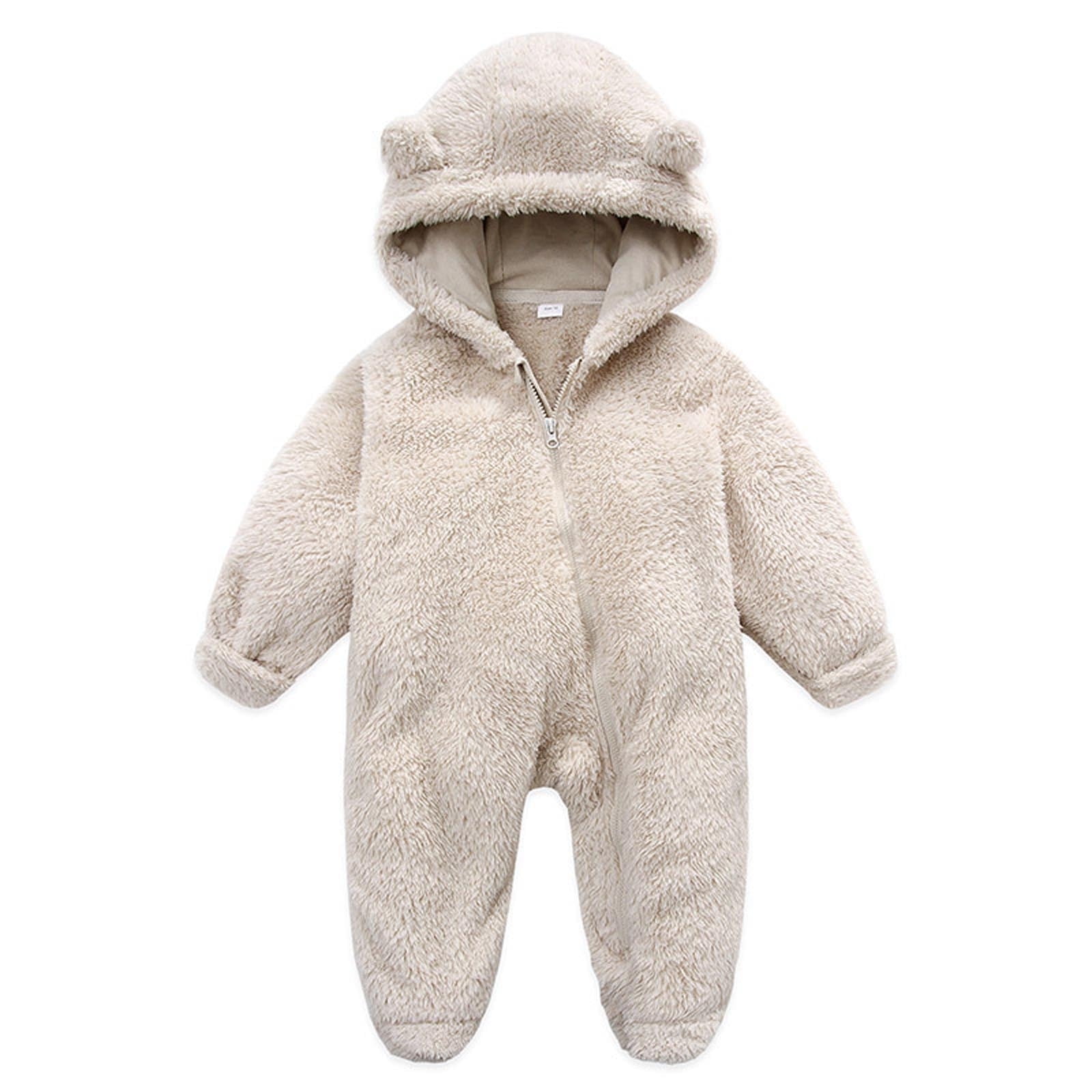 Winter Baby Clothes keep Warm Fleece Thick 1sie Ear Hooded Jumpsuits ...