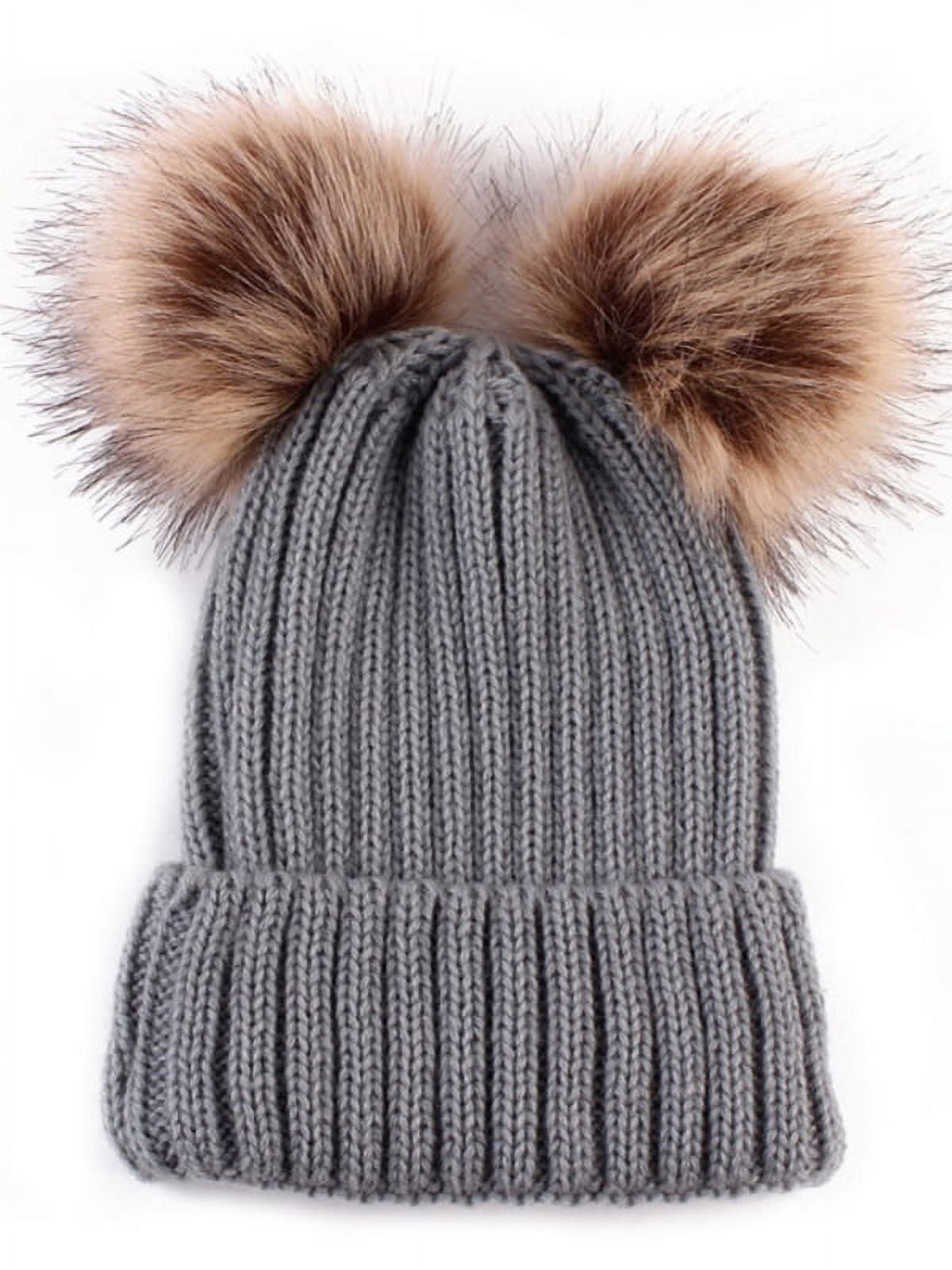 Winter Baby Girls Boys Warm Knitted Pom Bobble Beanie Hat Kids Cotton ...