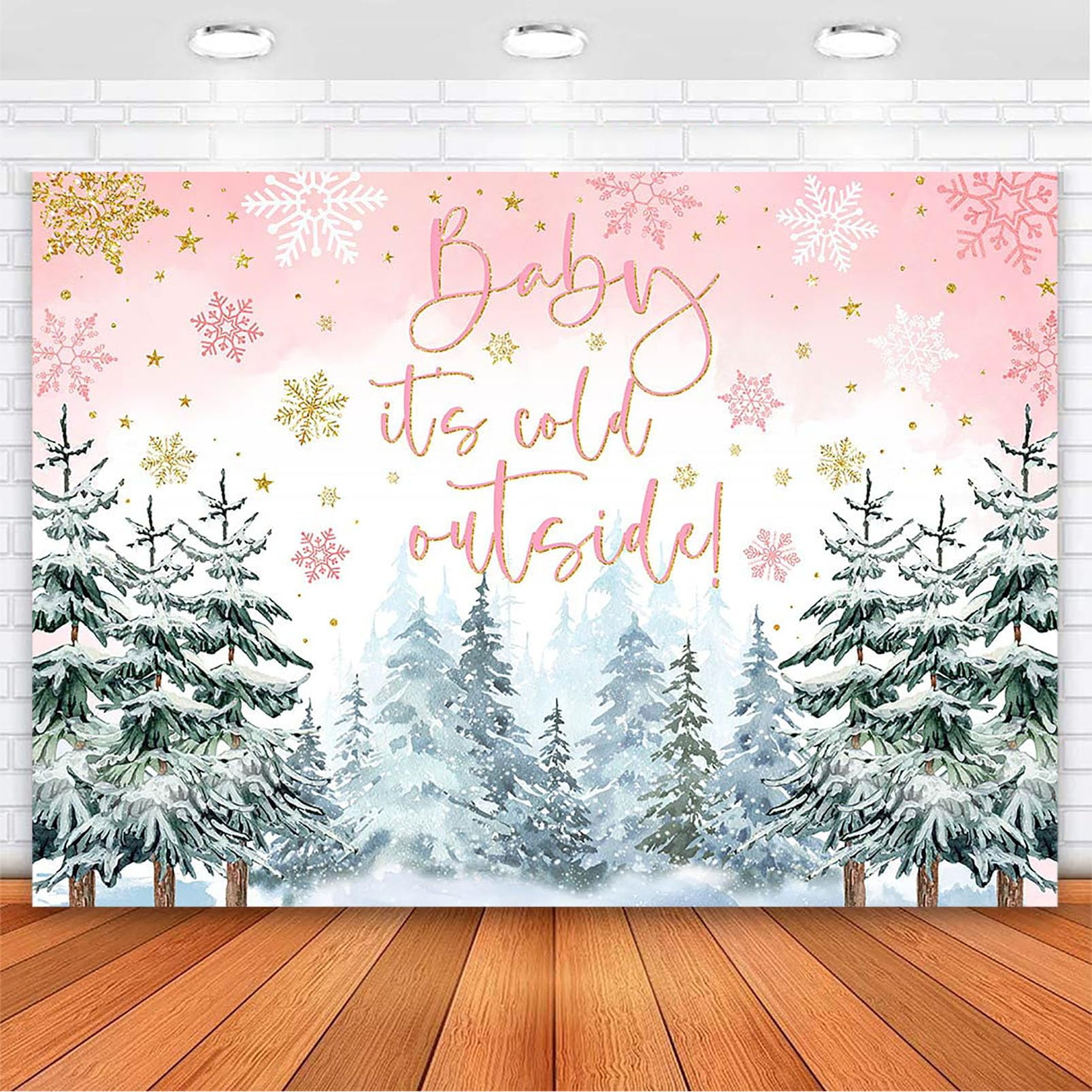 Winter Baby Shower Backdrop Baby It's Cold Outside Party Decorations ...