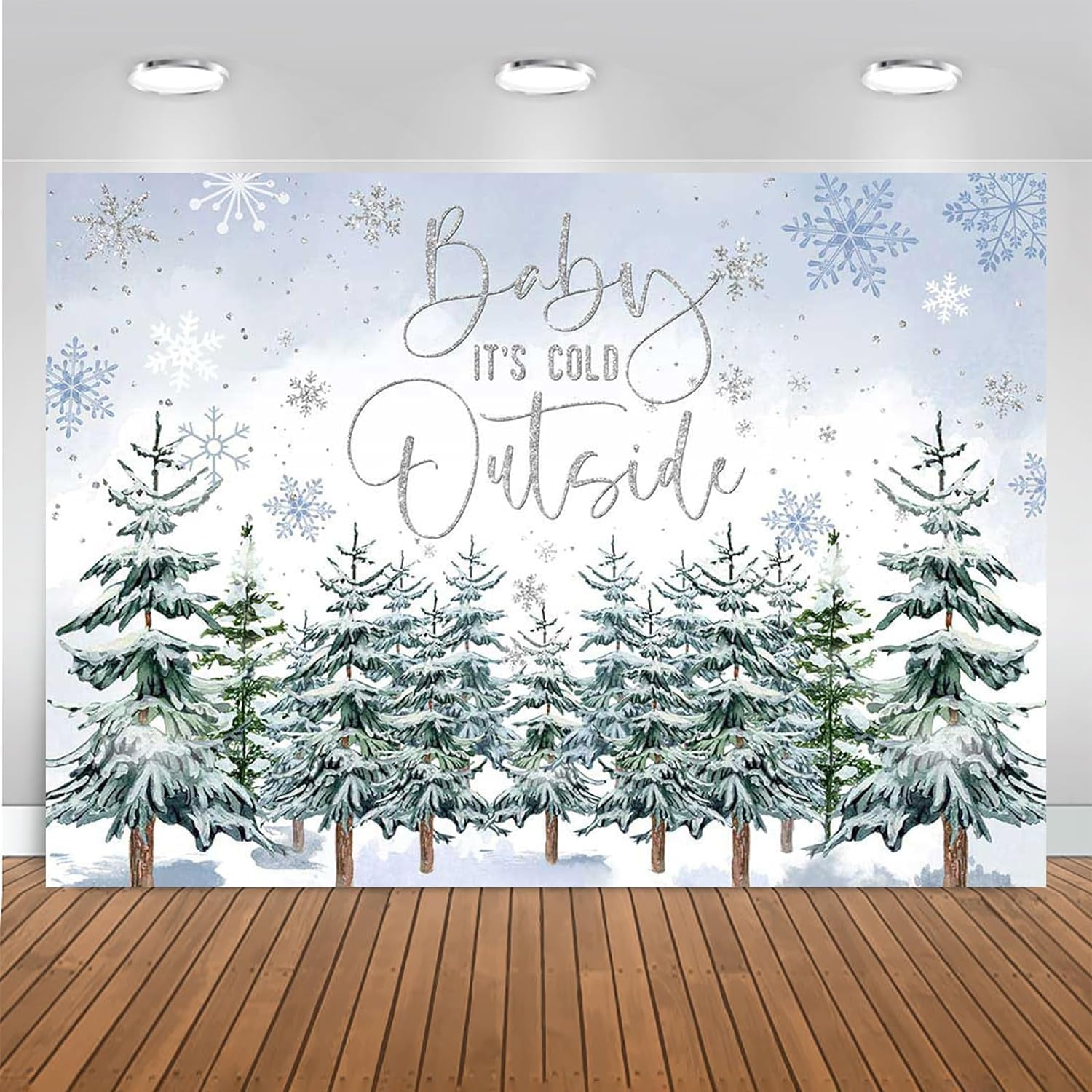 Winter Baby Shower Backdrop Baby It's Cold Outside Party Decorations ...