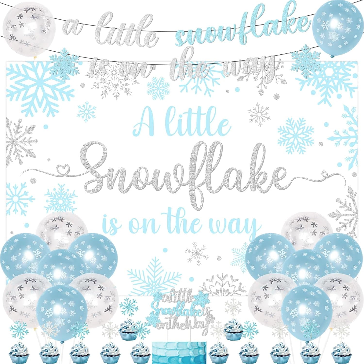 Winter Baby Shower Decorations Boys, A Little Snowflake is On The Way ...