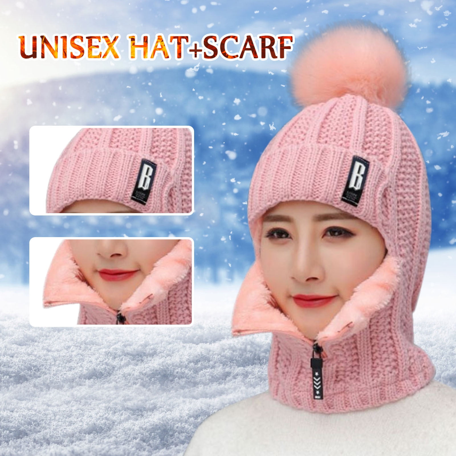 Winter Balaclava Fleece Hood Ski Mask for Women Kids, Thermal Face ...