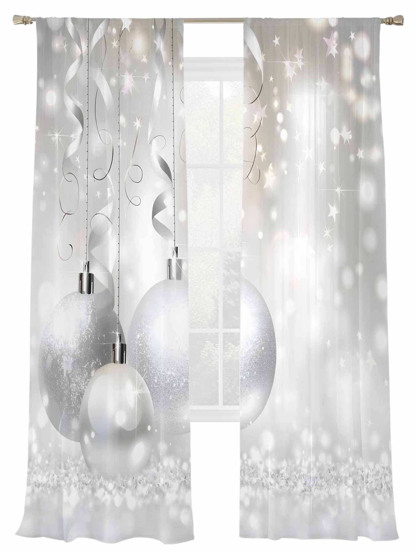 Winter Ball Sheer Curtains 2 Panels Set Shinny Modern Snowflake ...