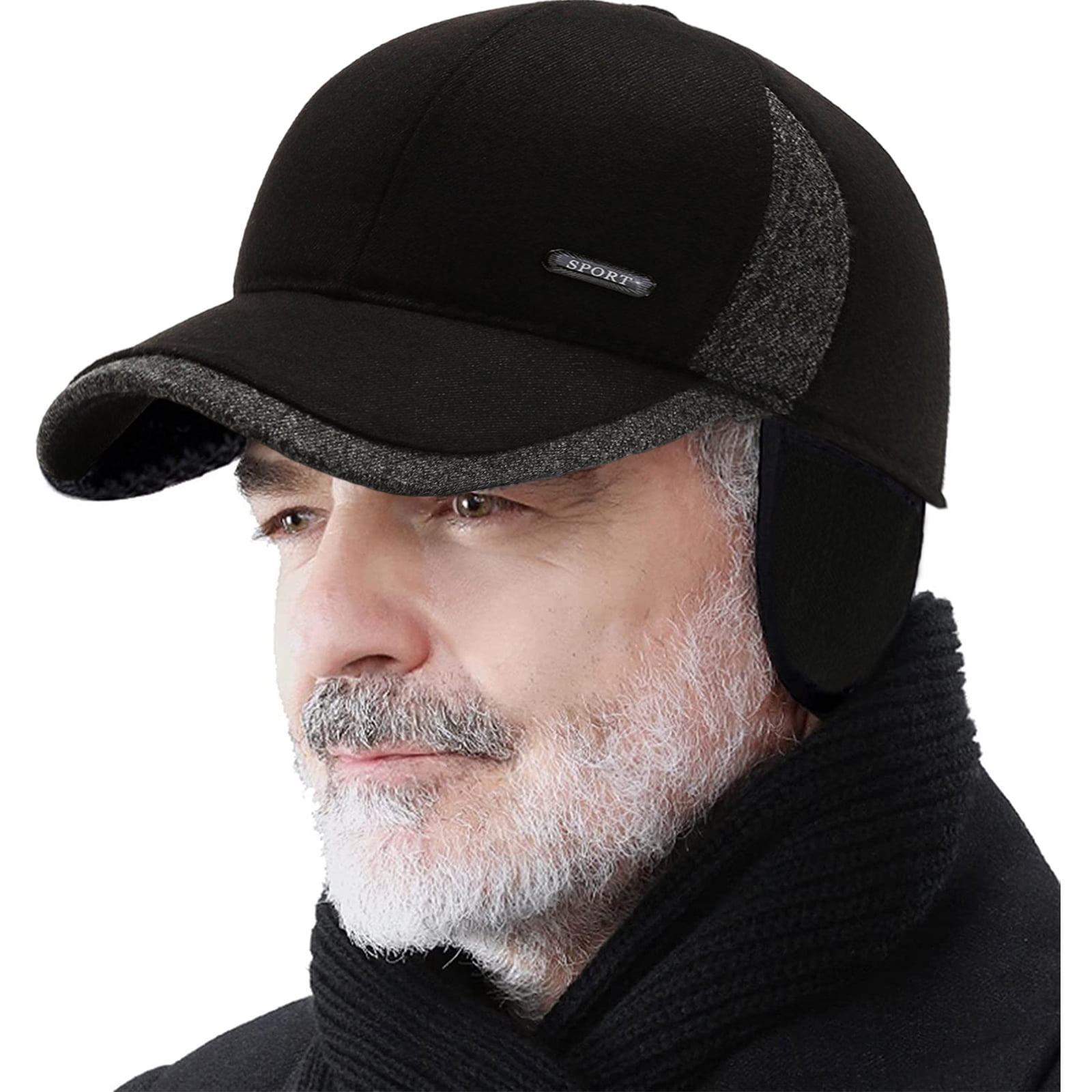 Winter Baseball Cap for Men, Adjustable Warm Outdoor Sport Golf Cap ...
