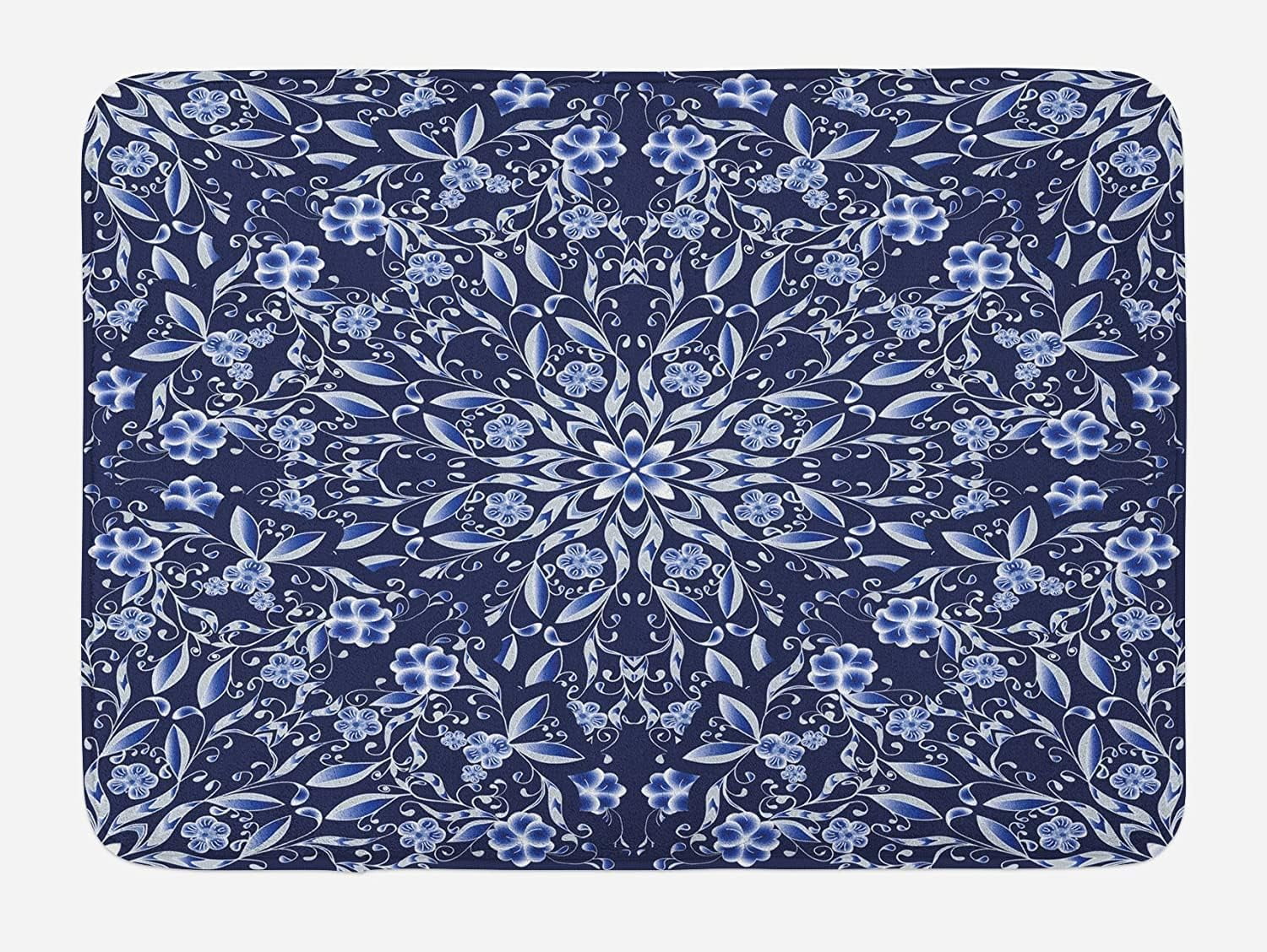 Winter Bath Mat, Chinese Painting Style Art Traditional Floral ...