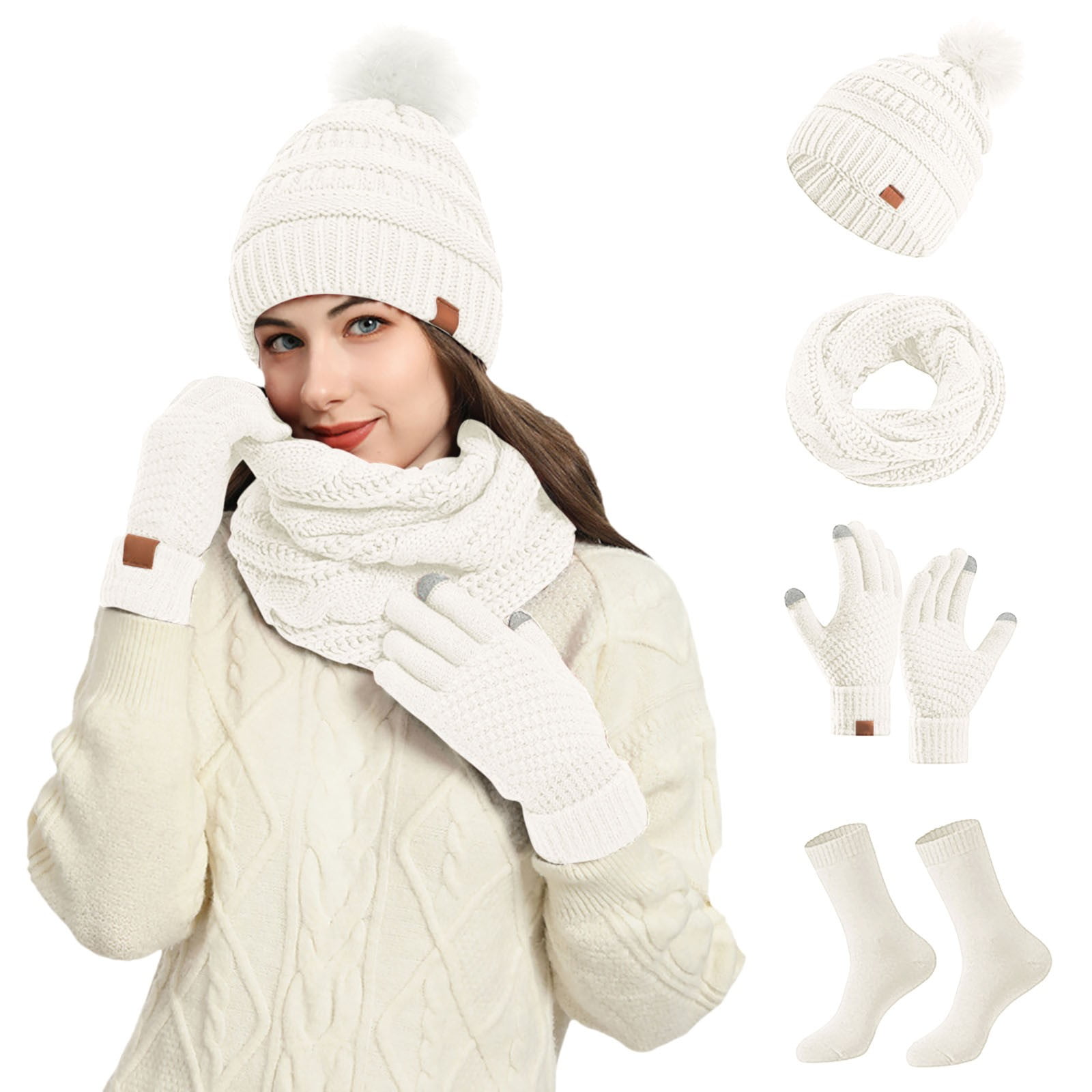 Winter Beanie Hat Scarf Gloves Set for Women,Beanie Ear muffs Knit ...