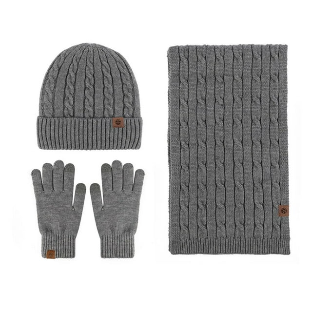 Winter Beanie Hat Scarf Gloves Set for Women Men Warm Wool Beanie Long ...