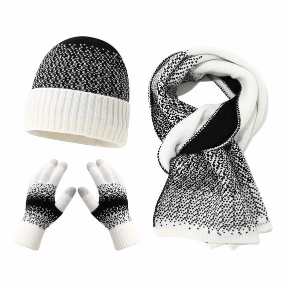 Winter Beanie Hat Scarf Gloves Set for Women Warm Wool Knit 3PC Hat ...