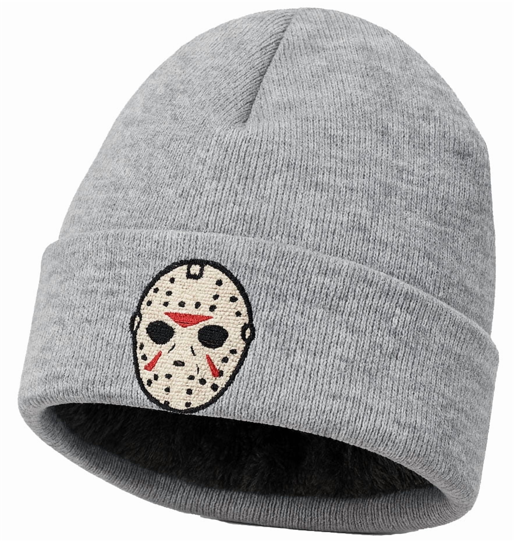 Winter Beanie Hat with Faux Fur Lining, Friday the 13th Style Mask ...