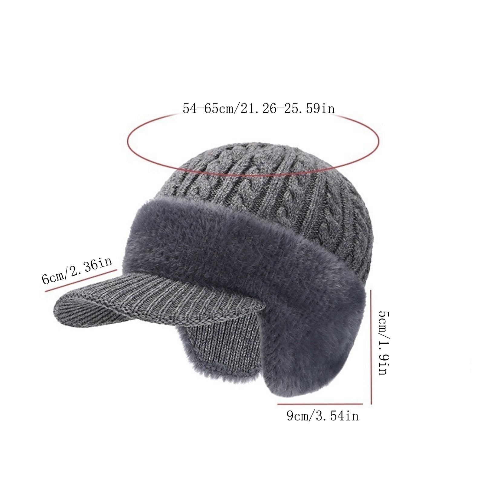 Winter Beanie with Brim Ear Flaps for Men Women, Warm Fleece Lined Knit ...