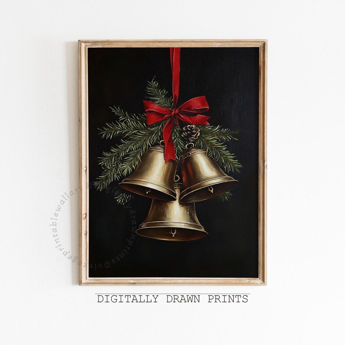 Winter Bells Poster, Dark Moody Botanical Wall Art, Antique Festive ...