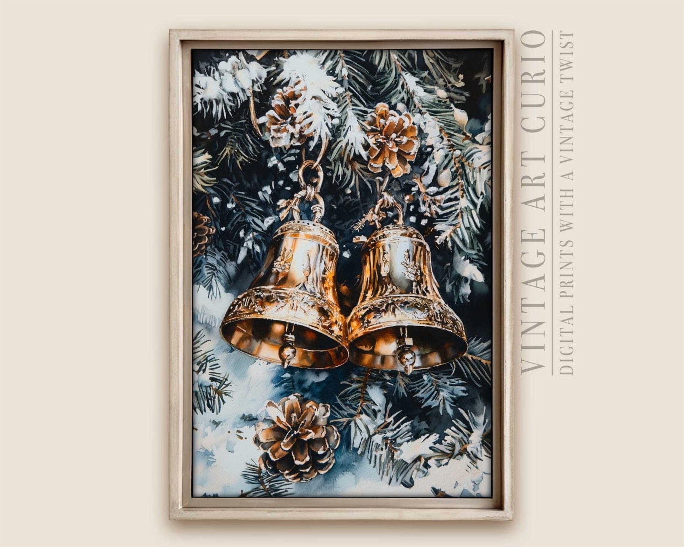 Winter Bells Wall Art Print, Antique Victorian Winter Art, Rustic Decor ...